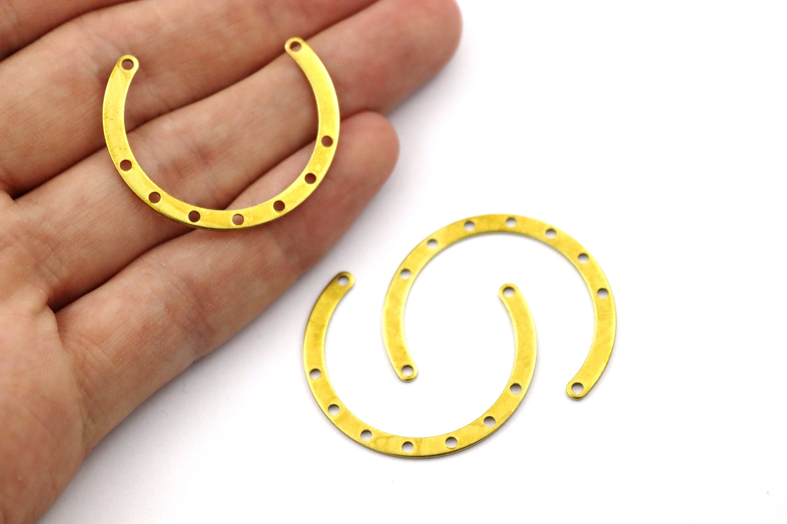 0.80x28x34 Mm Raw Brass C Shape Connectors, C Connectors With 9 Hole, C ...