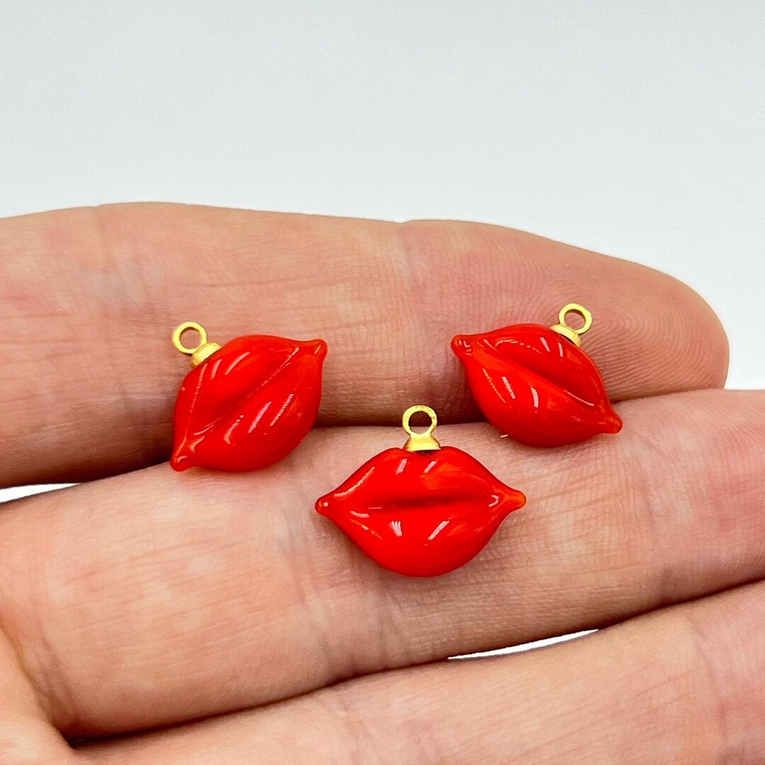 Murano Glass Lips Charm, Hand Made Murano Glass Lips Beads, Lips ...