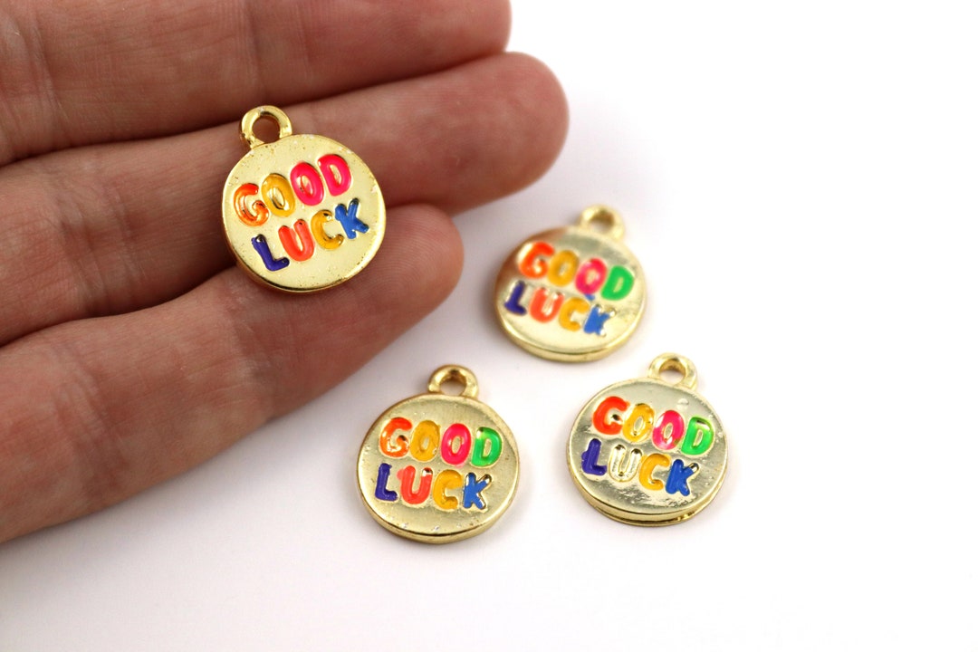 16 Mm 24k Shiny Gold Plated Good Luck Charms, Good Luck Pendant, Good ...