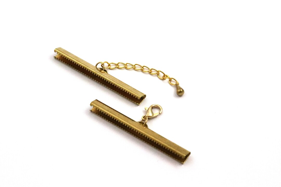 Ribbon Crimp End Set With Extender Chain, 6x51 Mm Raw Brass Ribbon ...