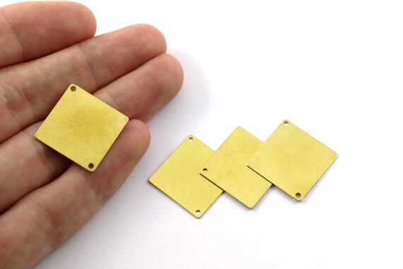 Raw Brass Square Shape Blanks 0.5 x 20 x 20 mm 4 Hole Findings ...