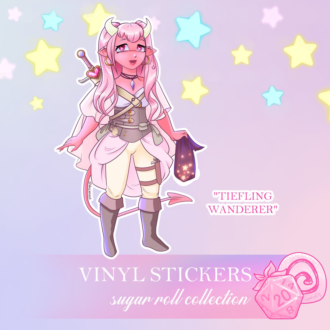 DnD Sticker Pink Tiefling 3x3 on Vinyl | Etsy