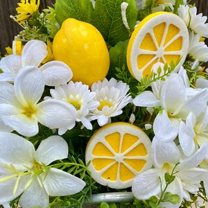 Summer Lemon Floral Arrangement With Plumeria and Daisies in a Round ...