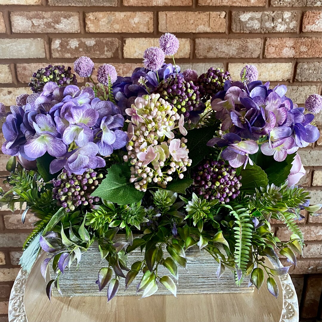 Elegant Purple Hydrangea Centerpiece for Dining Table All - Etsy
