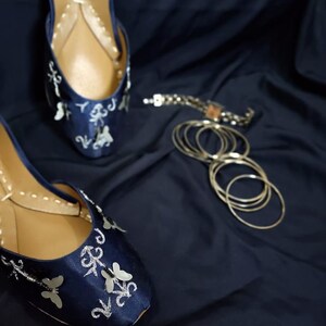 Blue Embroidered Khussa for Women Punjabi Jutti Indian - Etsy