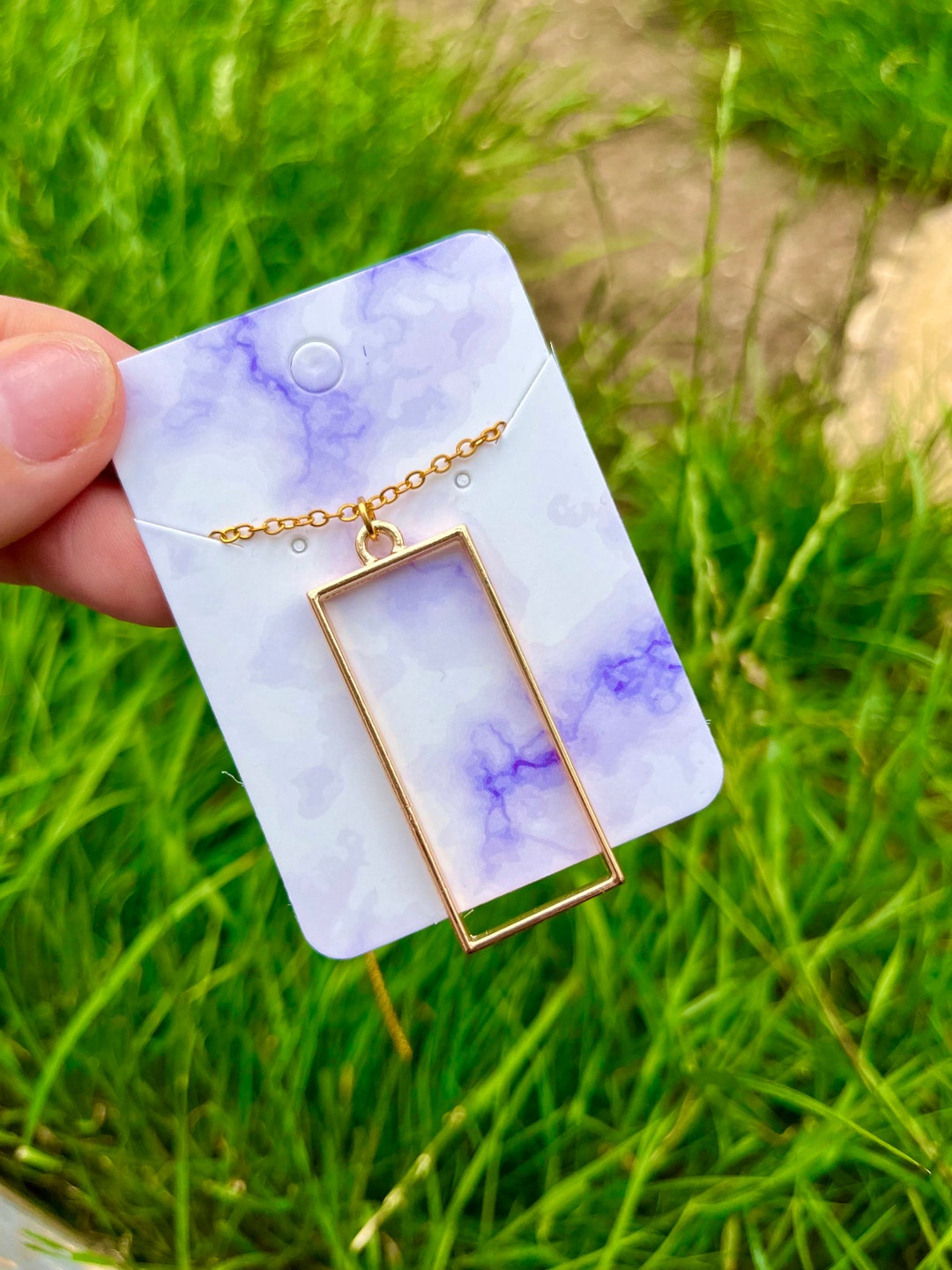 Large Gold Box Necklace - Etsy
