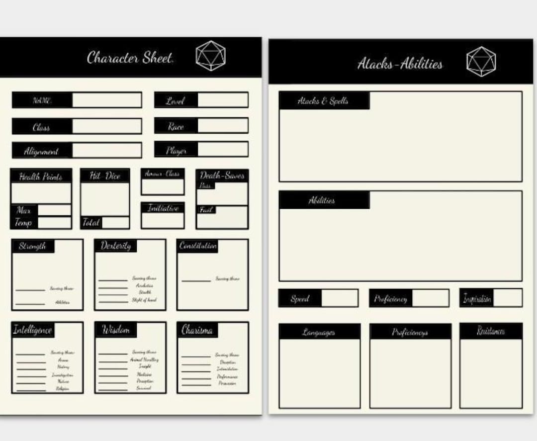 Customizable D&D Character Sheet PDF - Etsy