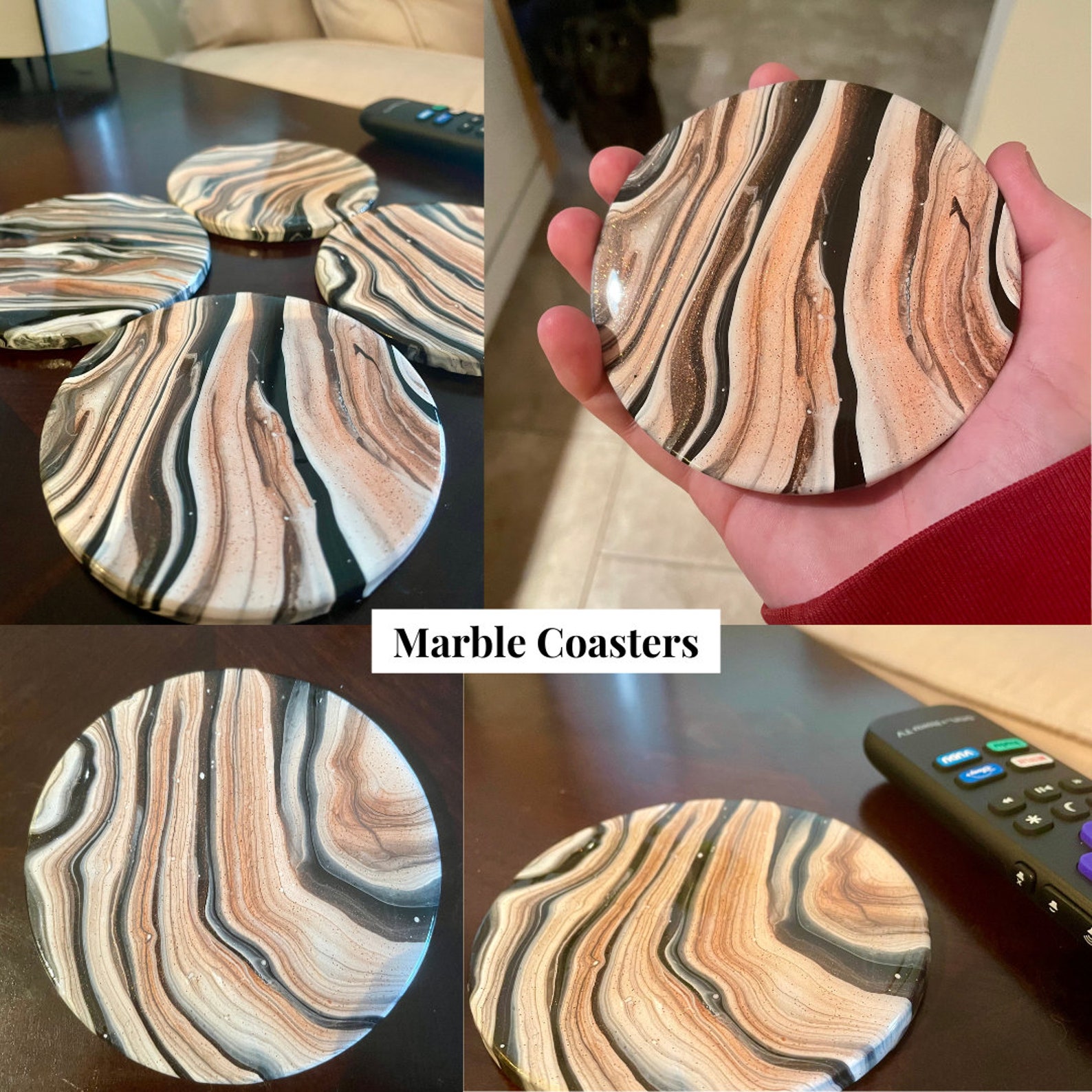 Custom Acrylic Ceramic Coasters W/ Resin Finish - Acrylic Pouring ...