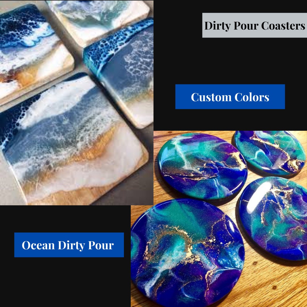 Custom Acrylic Ceramic Coasters W/ Resin Finish - Acrylic Pouring ...