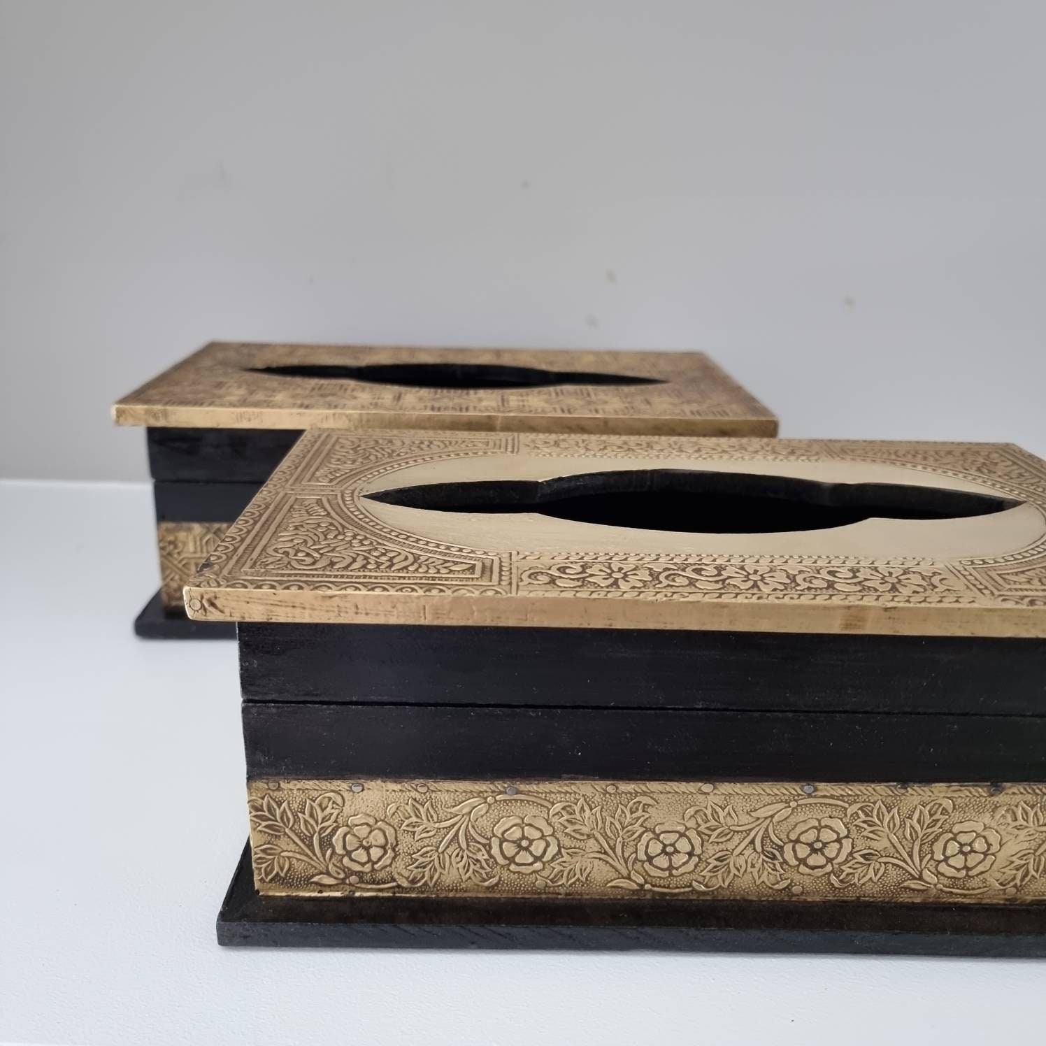Golden Brass Luxury Tissue Box – Handmade Embossed Cover for ...
