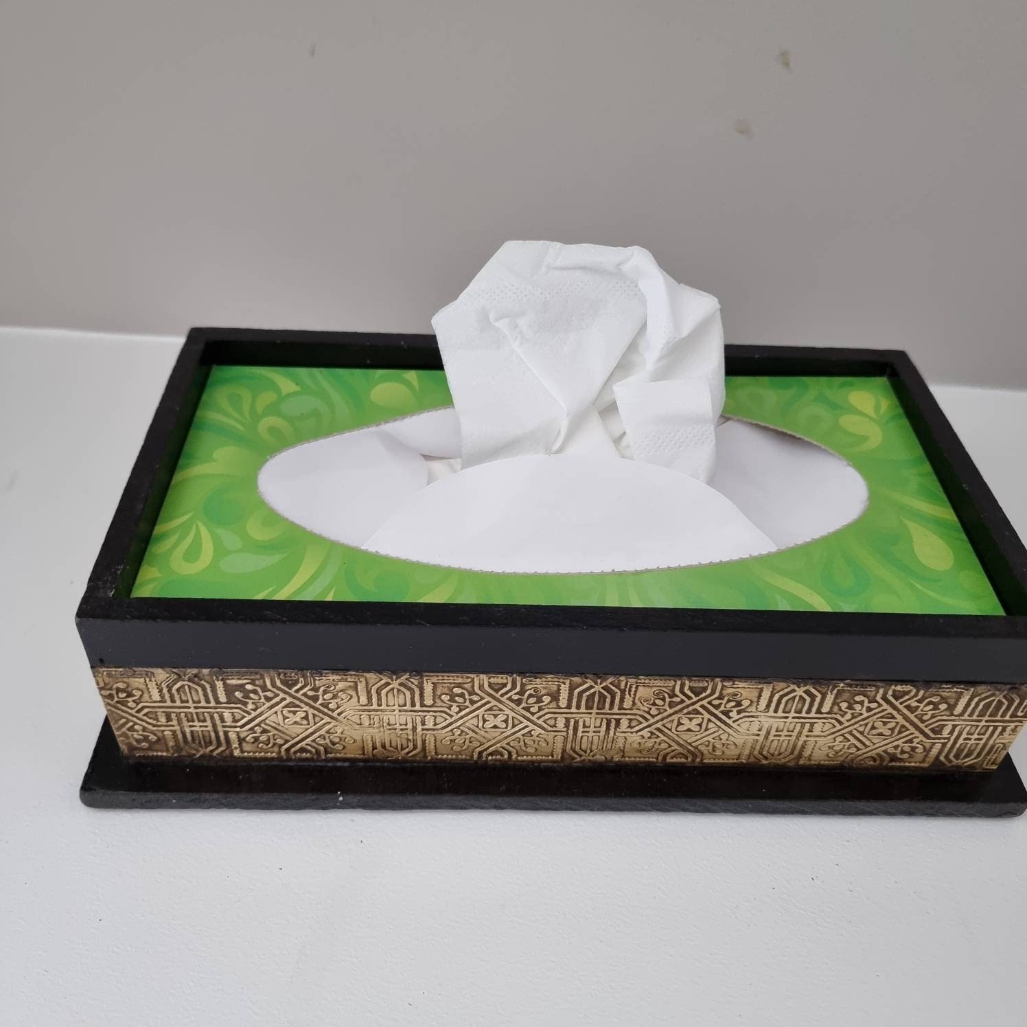 Golden Brass Luxury Tissue Box – Handmade Embossed Cover for ...