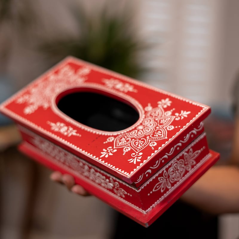 Tissue Box Wood Blue - Etsy UK