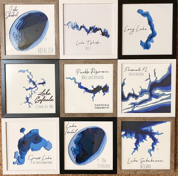 Custom Lake Bathymetric Topography Depth Chart Topographic Map | Etsy