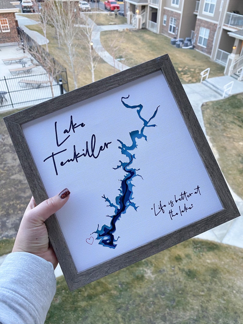 Lake Tenkiller Oklahoma Tenkiller Ferry Lake Bathymetric Topography ...