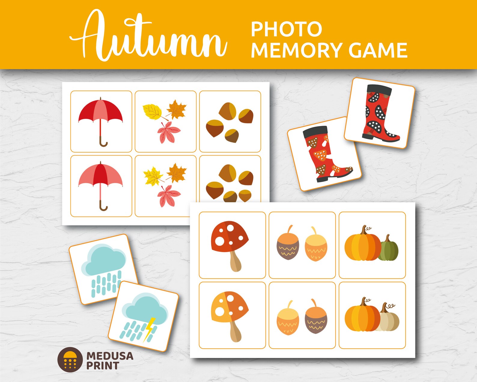 Autumn Photo Memory Game | Fall Memory Game | Fall Activities | Memory ...