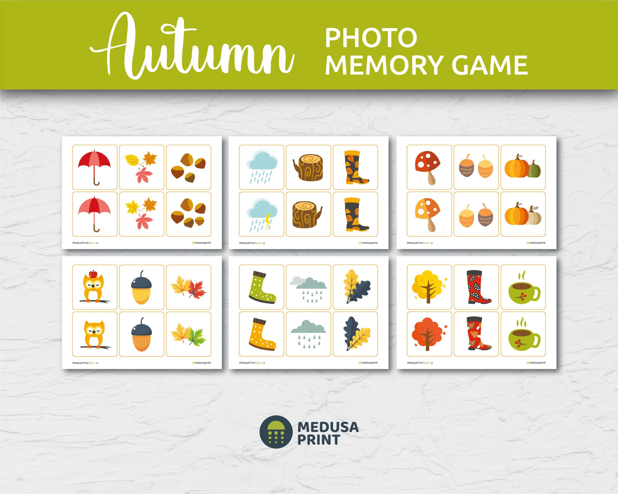 Autumn Photo Memory Game Fall Memory Game Fall Activities Memory Game ...