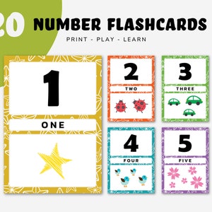 Number Flashcards | Preschool Counting Flash Cards | Count and Clip ...