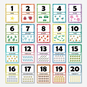 Number Flashcards | Preschool Counting Flash Cards | Count and Clip ...