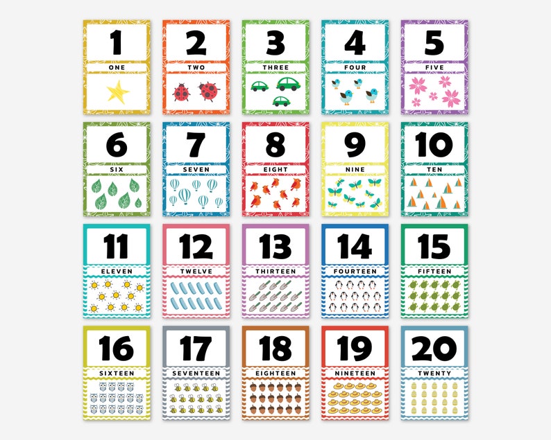 Number Flashcards | Preschool Counting Flash Cards | Count and Clip ...