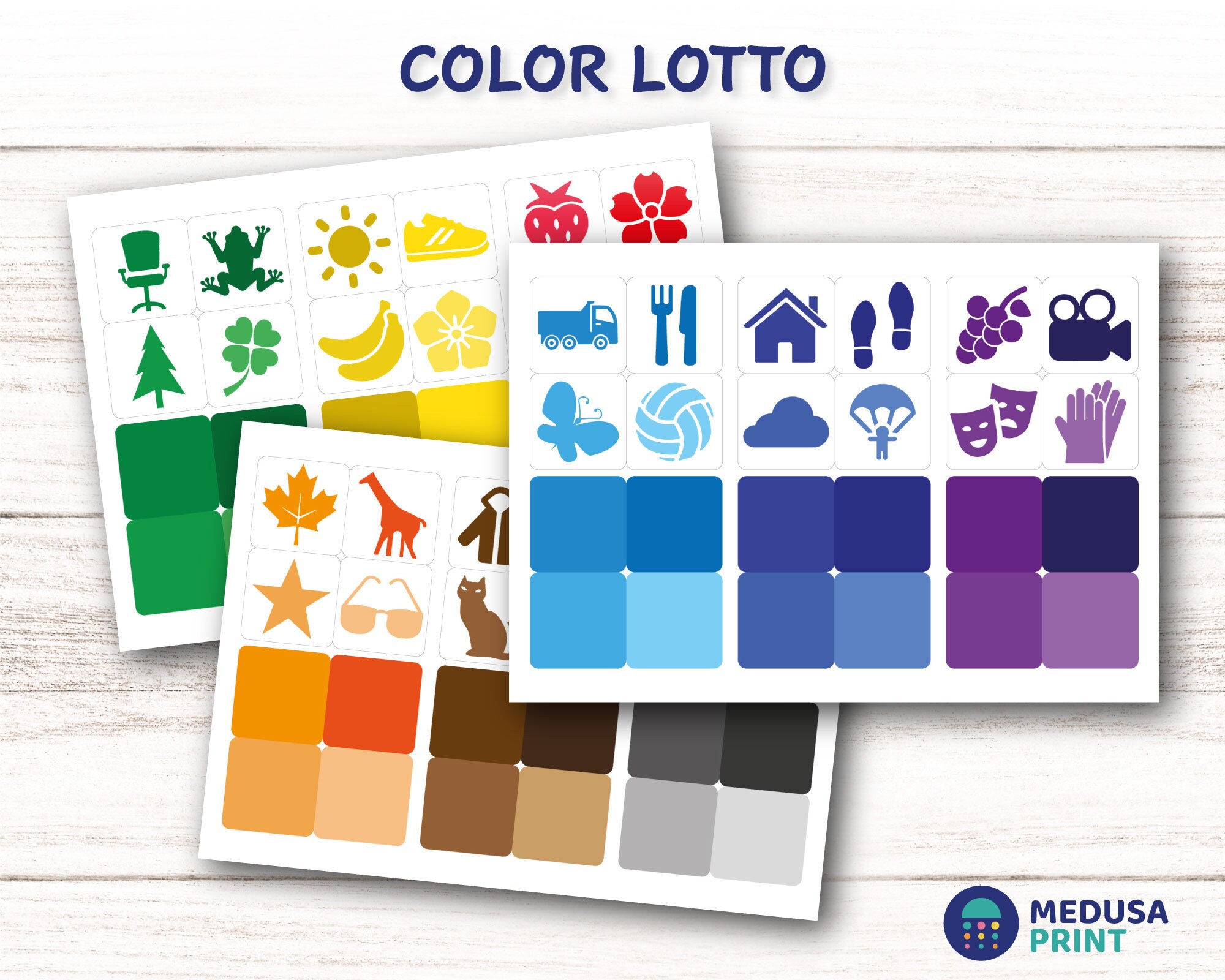 Engaging Color Lotto - 36 Silhouette Cards, 9 Primary Colors and Their ...