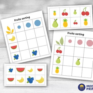 Fruit & Vegetable Sorting by Size | Children Worksheet | Pre-k ...