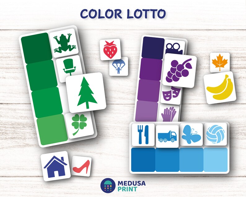 Engaging Color Lotto - 36 Silhouette Cards, 9 Primary Colors and Their ...