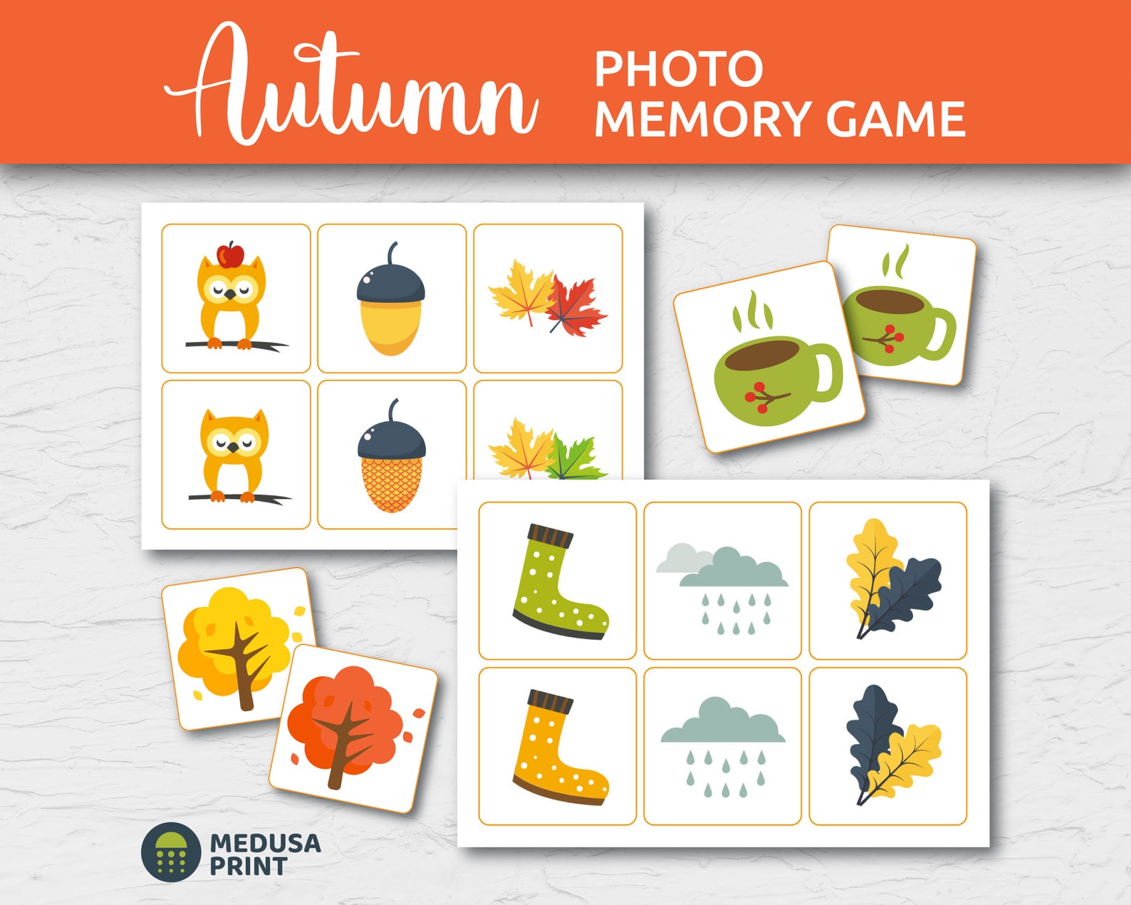 Autumn Photo Memory Game | Fall Memory Game | Fall Activities | Memory ...