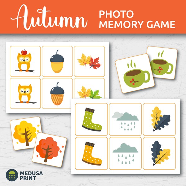 Autumn Photo Memory Game Fall Memory Game Fall Activities Memory Game ...