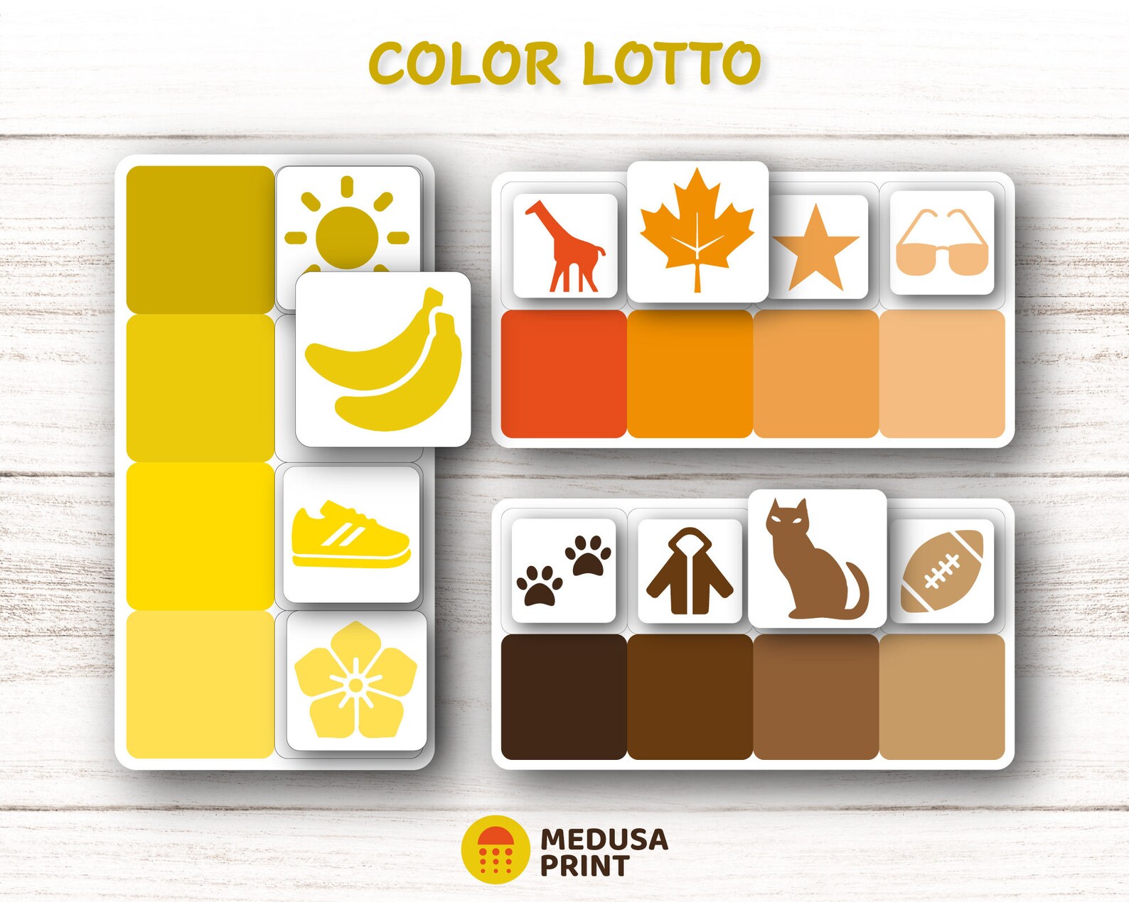 Engaging Color Lotto 36 Silhouette Cards, 9 Primary Colors and Their ...