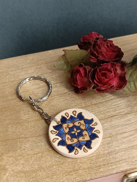 Mandala Key Ring Tiles Wooden Handpainted Keyring - Etsy UK