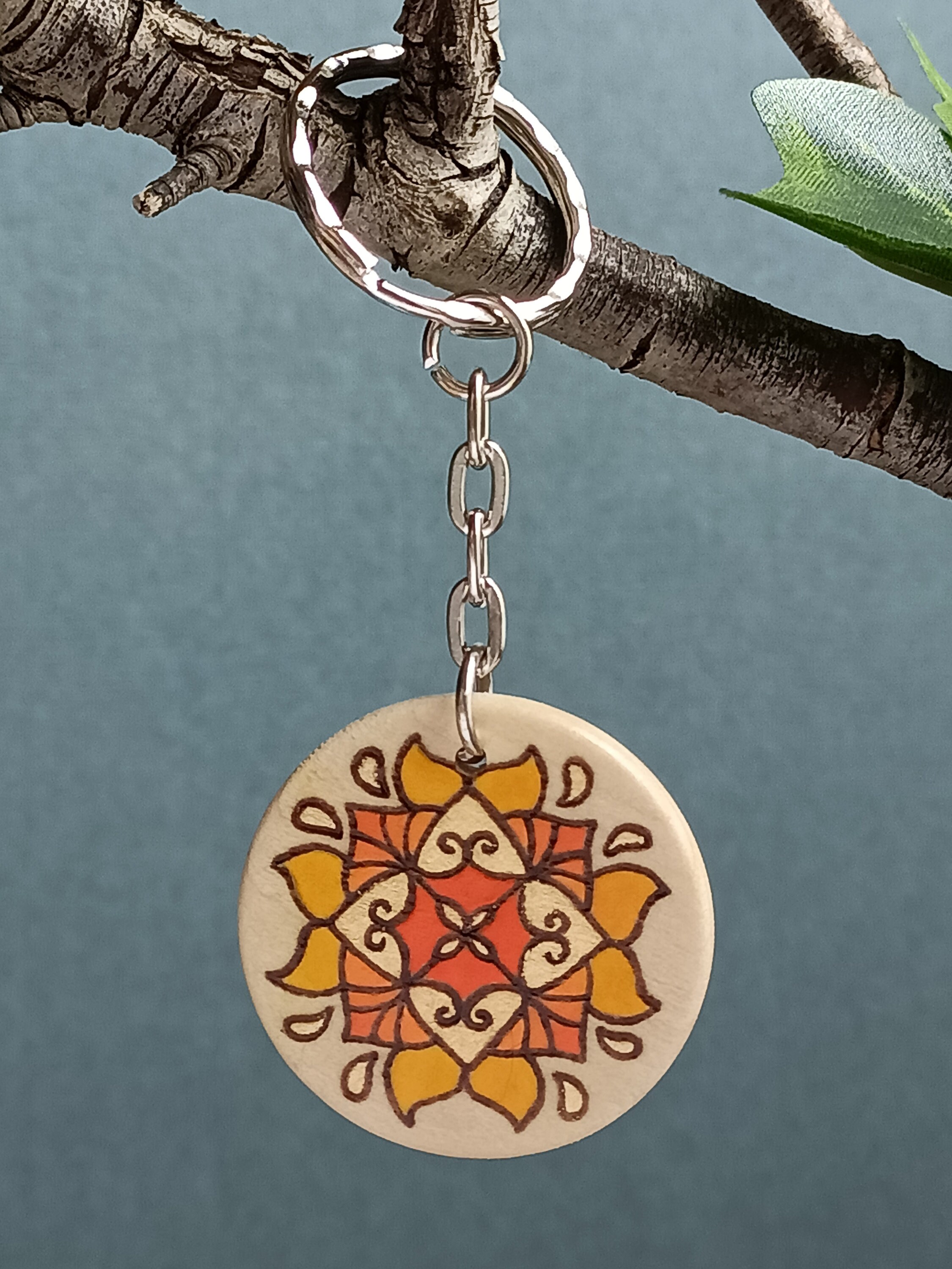 Mandala Key Ring Tiles Wooden Handpainted Keyring - Etsy UK