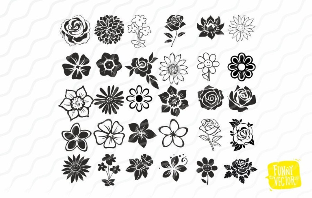 Flowers Bundle Roses Daisy Flower Roses Template Vector Flowers Clipart ...