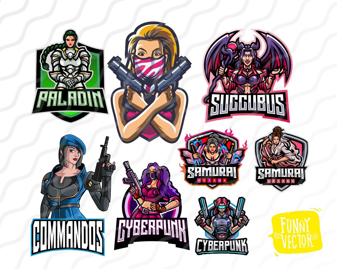 Female Gaming Logo Bundle SVG Girls E-gaming Logo Cut File Woman E ...