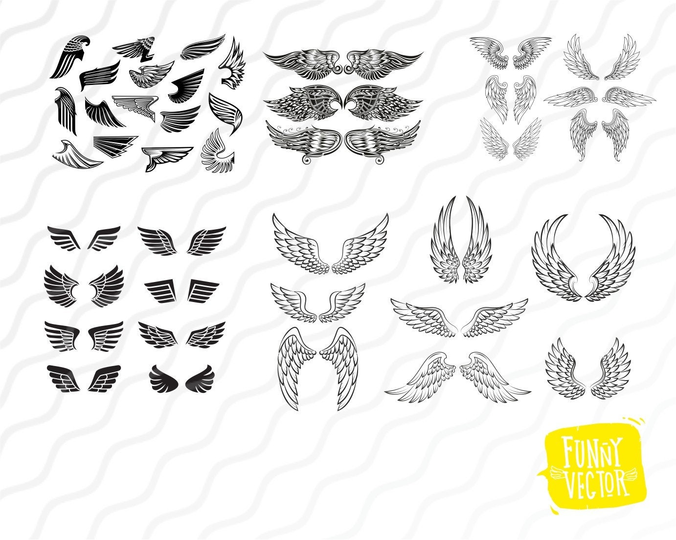 Alas vector svg Angel wings bundle SVG Files Cricut - Etsy España
