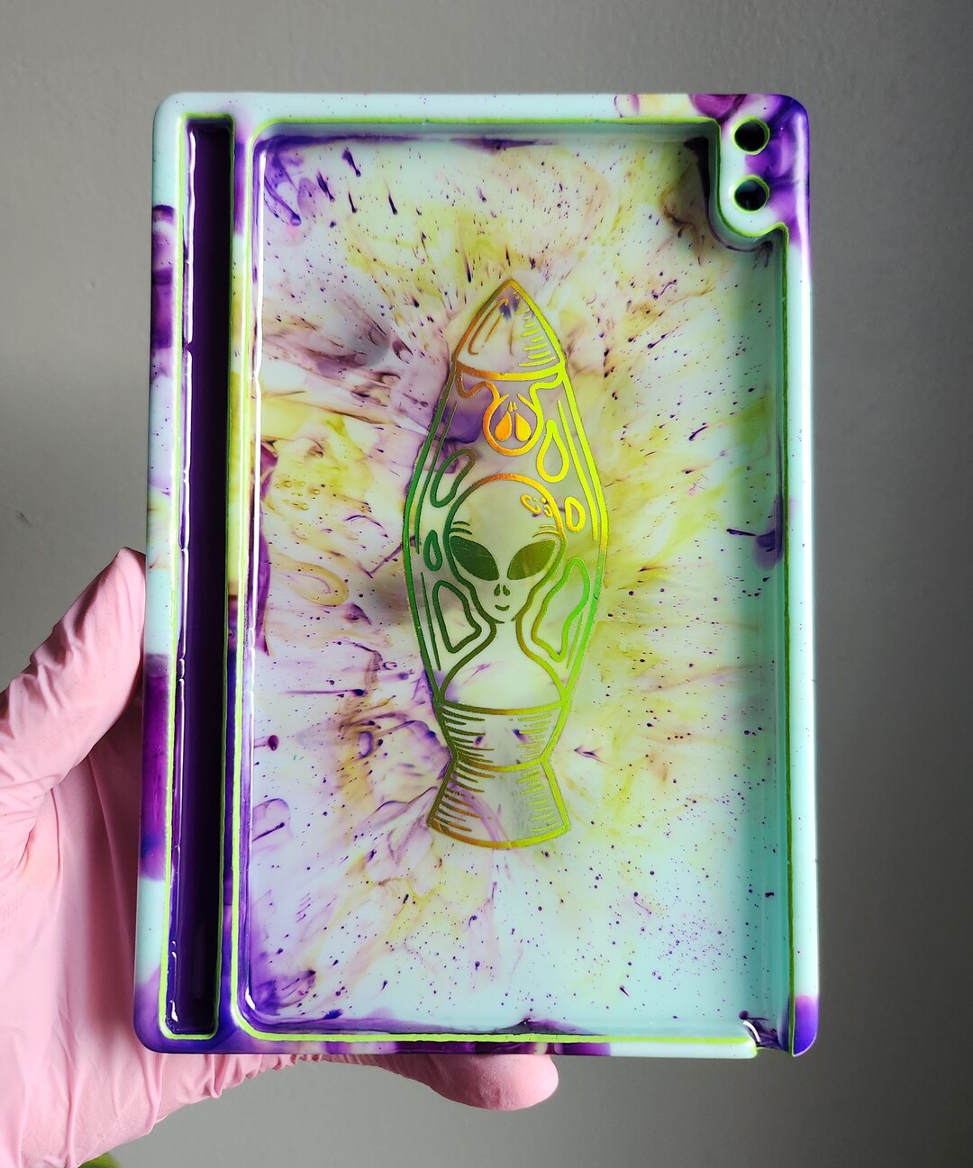 Multi Use Alien Lava Lamp Rolling Tray Purple and Green Psychedelic ...