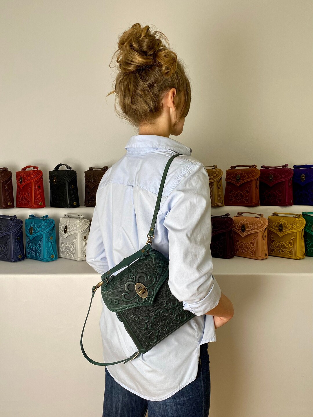 Green Mini Backpack Purse Leather Backpack Convertible Shoulder Bag ...