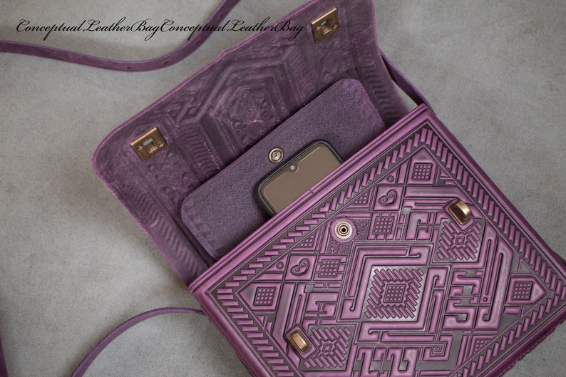 Purple Crossbody Briefcase Women's Leather Attaché Purple - Etsy