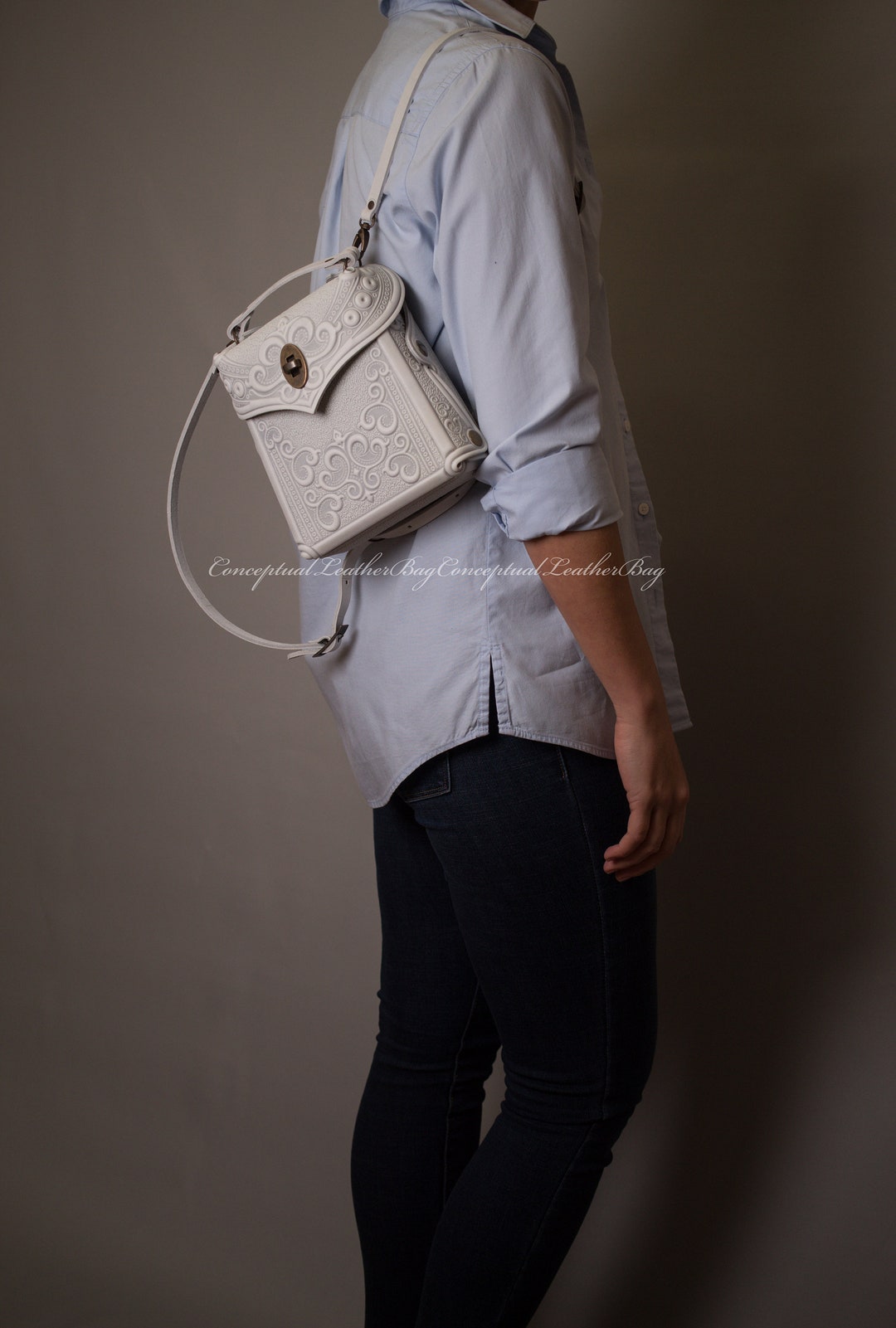 White Mini Convertible Backpack-purse Leather Backpack Small - Etsy