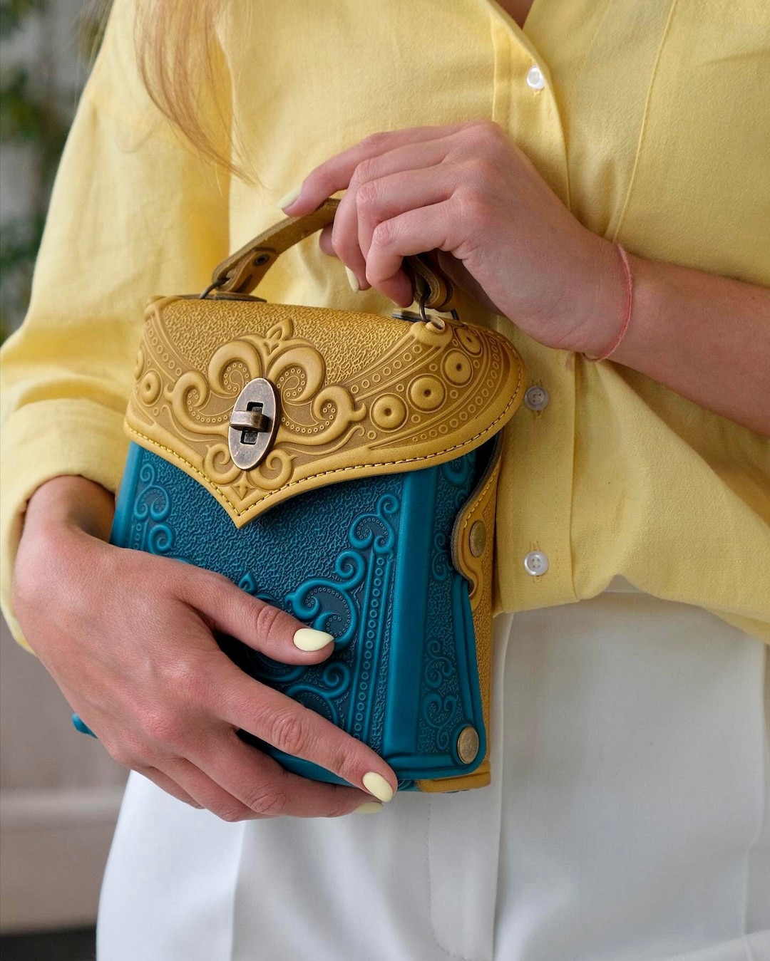 Mini Leather Purses Backpack Women YELLOW BLUE Small Backpack Girl ...