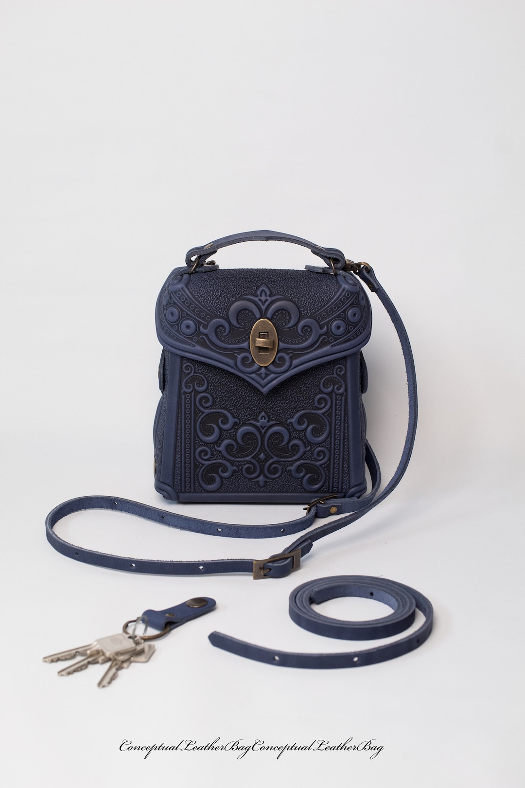 Mini Backpack Purse Preppy Blue Backpack Leather Women Satchel - Etsy