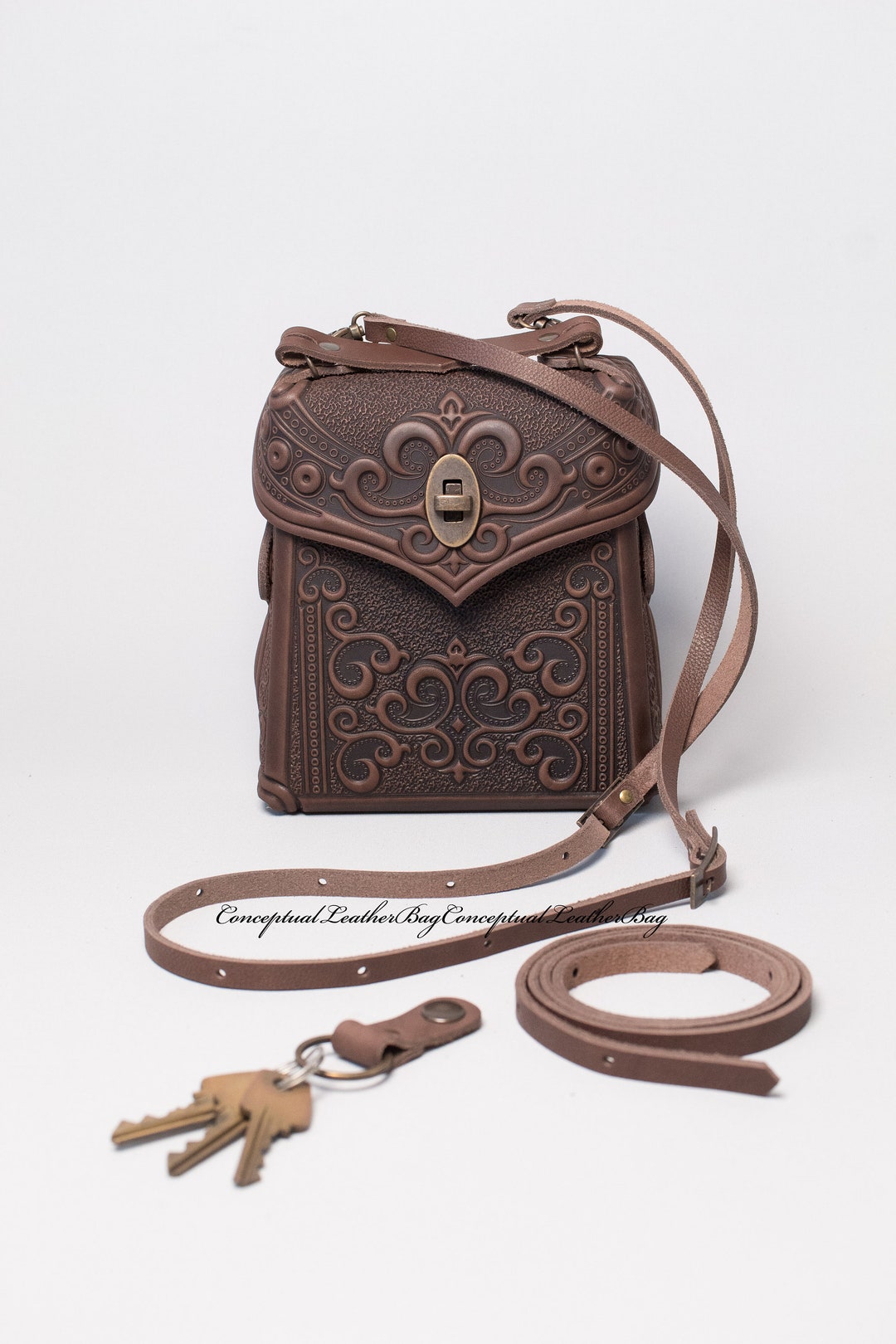 Leather Mini Backpack Convertible Purse for Women Small Brown Backpack ...