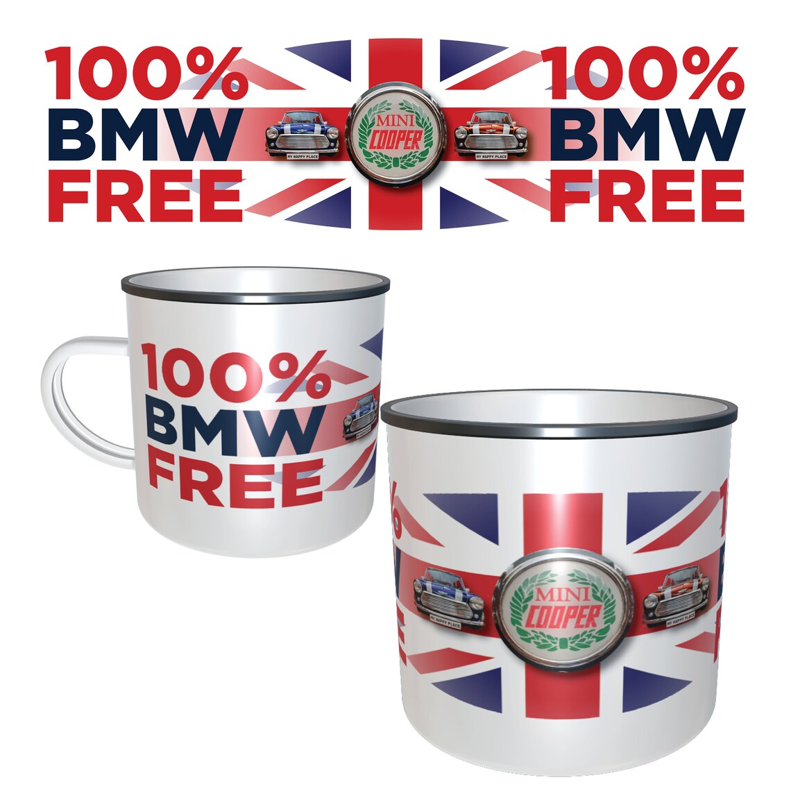 Classic Rover Mini Cooper BMW FREE Enamel Mug 11oz | Etsy