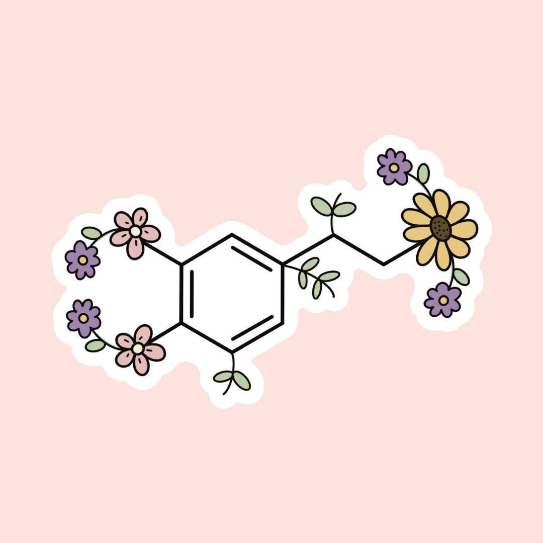 Dopamine Chemical Structure Vinyl Sticker, Waterproof, Dishwasher Safe ...