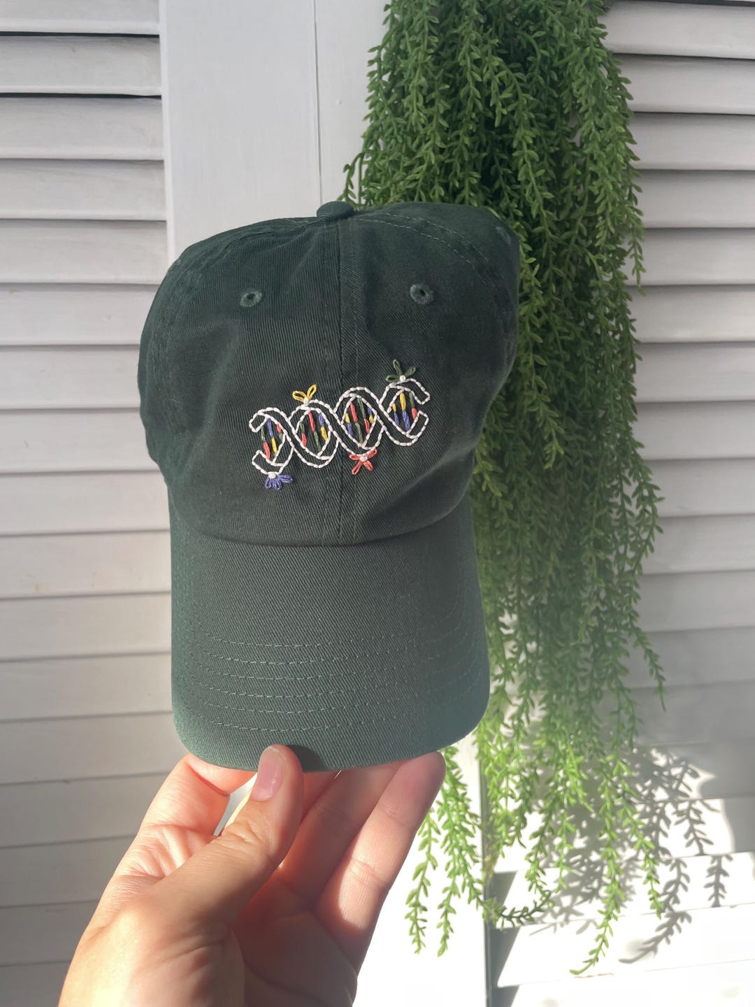 Hand Embroidered Floral DNA Helix Hat - Etsy