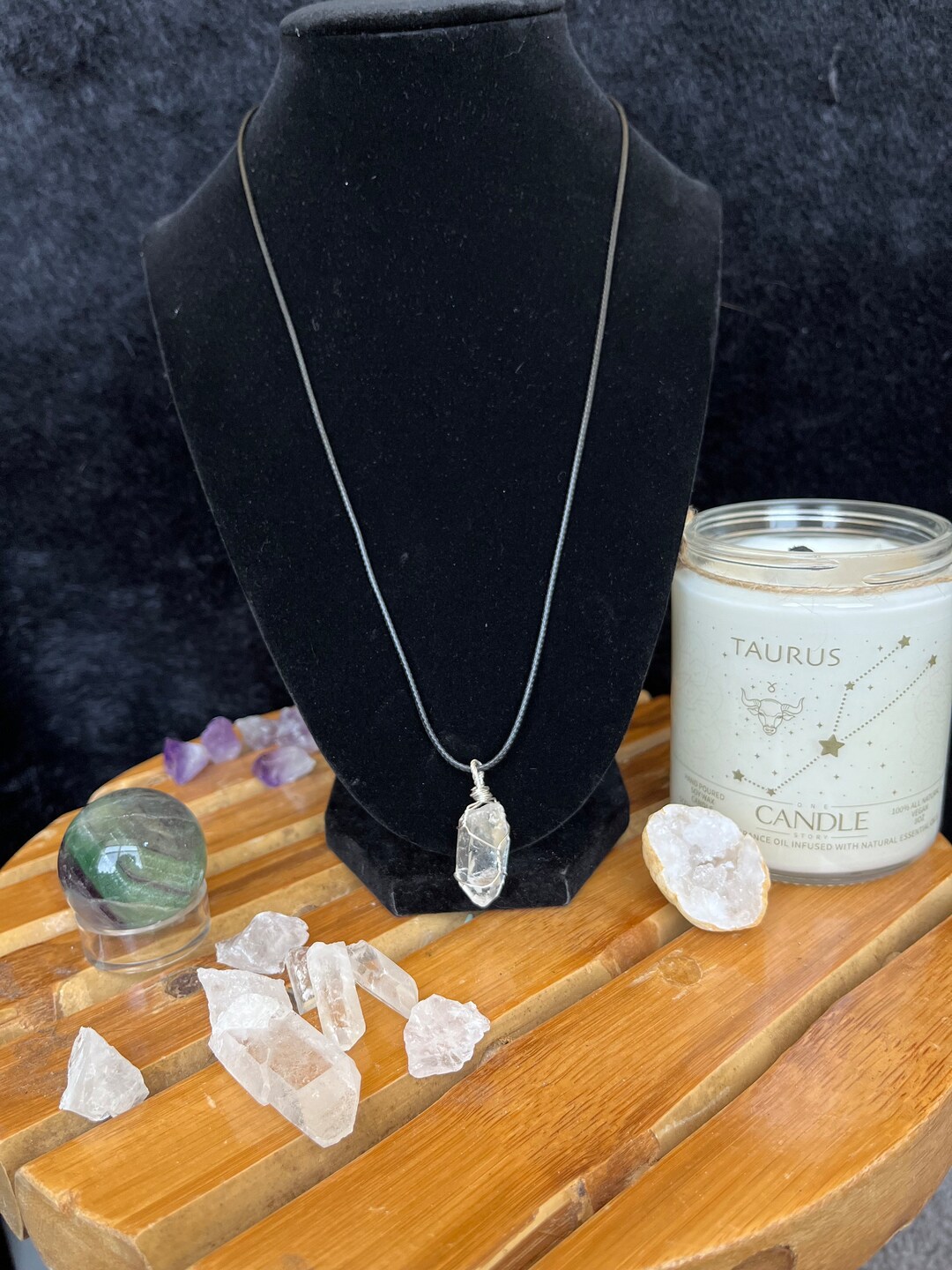 Raw Clear Quartz Crystal Necklace Handmade Silver Sire Wrapped Lobster ...