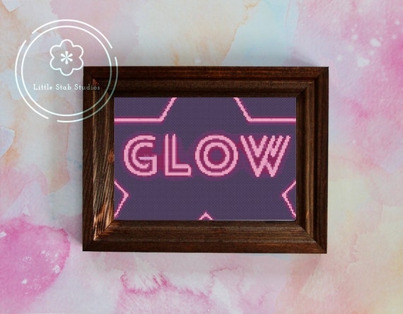 Glow Cross Stitch Pattern Neon Digital Eighties 80's | Etsy