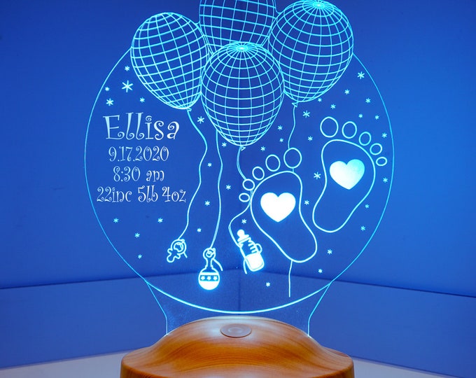 Welcome Baby Personalized 3D Lamp Newborn, Baby Shower Night Light Desk ...