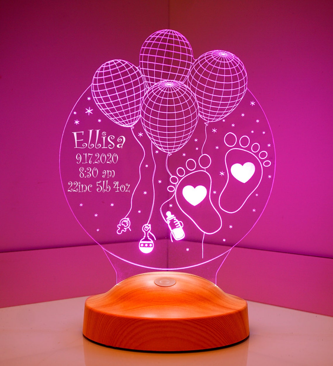 Welcome Baby Personalized 3D Lamp Newborn Baby Shower Night - Etsy