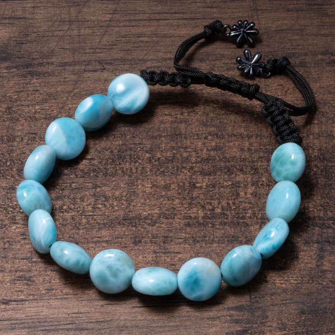 Larimar Bracelet, Genuine Natural Larimar, Blue Calming Gemstone, Aqua ...
