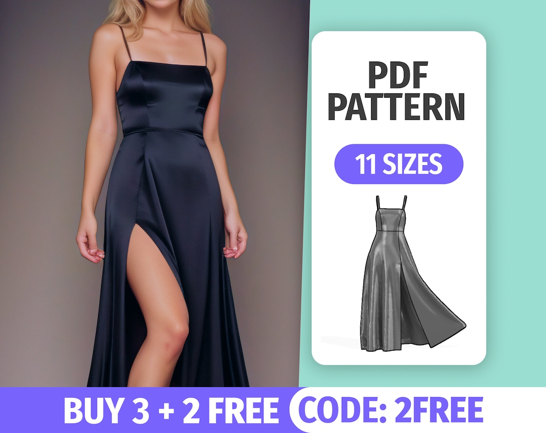 Maxi Slit Dress Pattern - Formal Prom Dress Sewing Tutorial - Evening ...